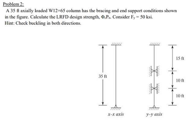 Solved Problem 2: A 35 ft axially loaded W12x65 column has | Chegg.com