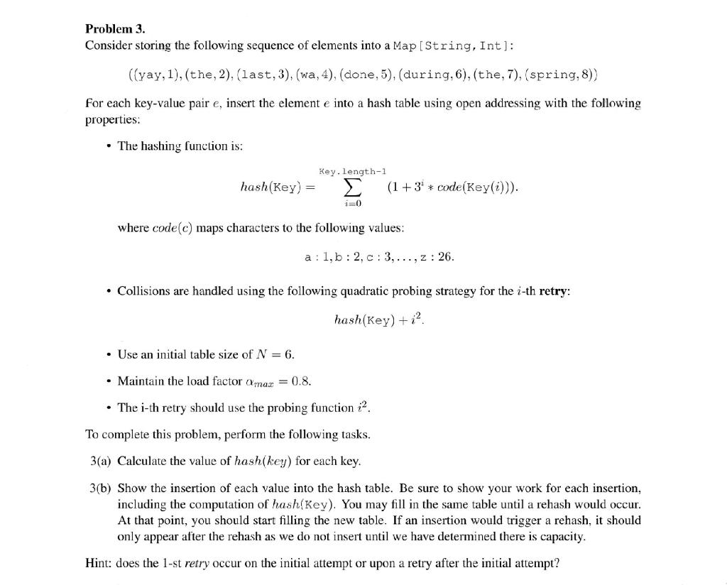 Solved Problem 3. Consider storing the following sequence of | Chegg.com