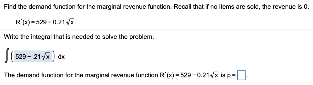 Solved Find the demand function for the marginal revenue | Chegg.com