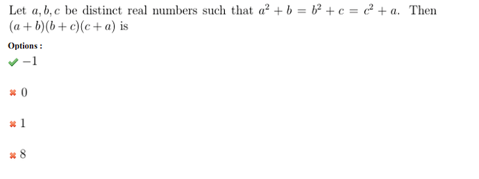 Solved Let a,b,c be distinct real numbers such that a2 + b = | Chegg.com