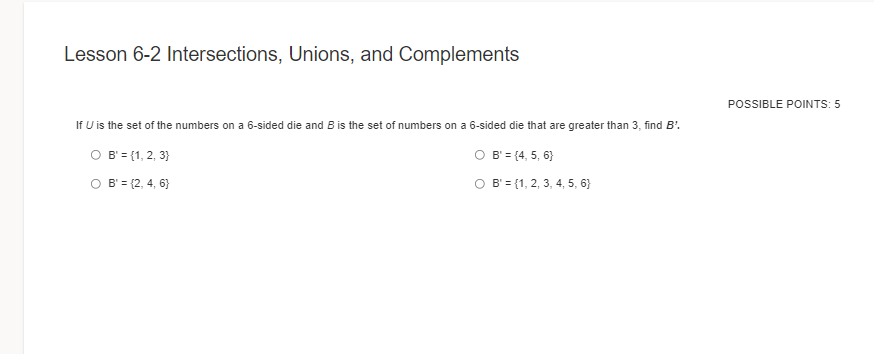 Solved Lesson 6-2 Intersections, Unions, and Complements | Chegg.com