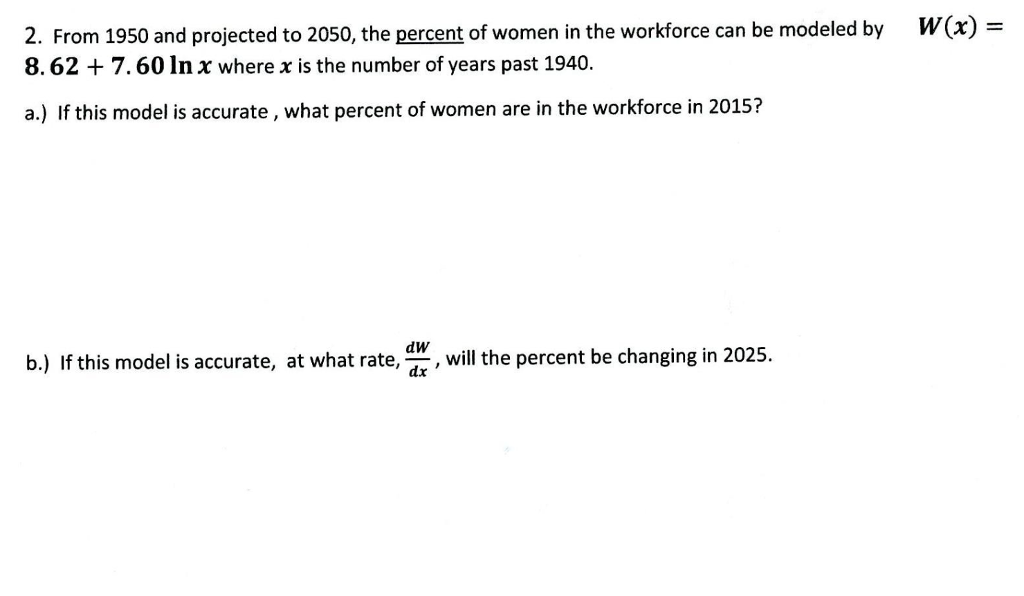 Solved 2. From 1950 and projected to 2050 , the percent of | Chegg.com