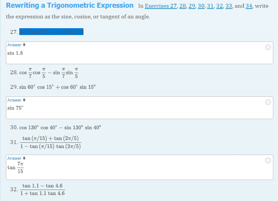 Solved Rewriting a Trigonometric Expression In Exercises 27, | Chegg.com