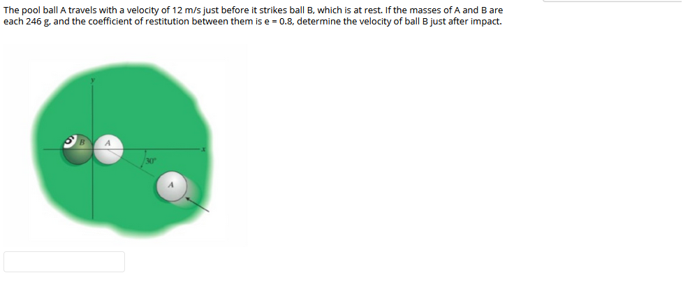 Solved The pool ball A travels with a velocity of 12 m/s | Chegg.com