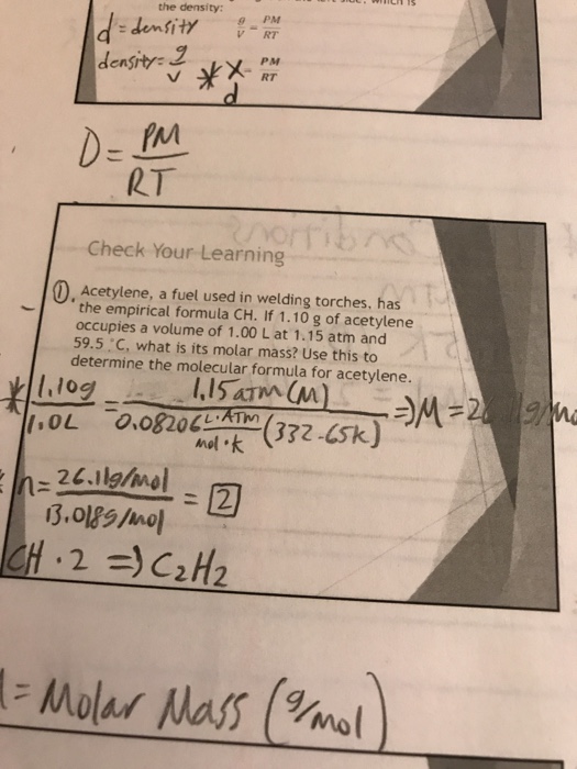 Solved the density: PM D- Pu RT Check Your Learning . | Chegg.com