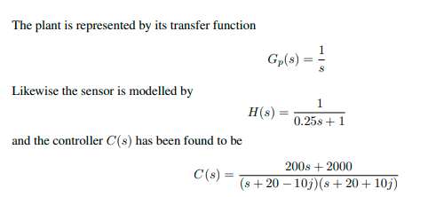 Solved The plant is represented by its transfer function | Chegg.com