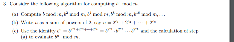 Solved 3. Consider the following algorithm for computing b" | Chegg.com