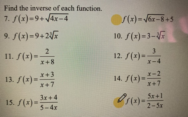 Solved Find the inverse of each | Chegg.com