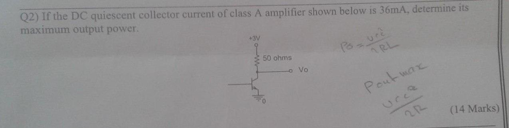 Solved its 02) If the DC quiescent collector current of | Chegg.com
