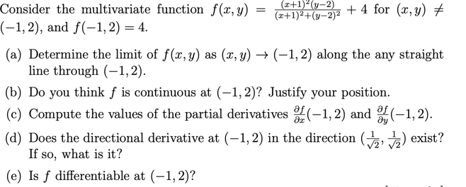 Solved Consider the multivariate function | Chegg.com