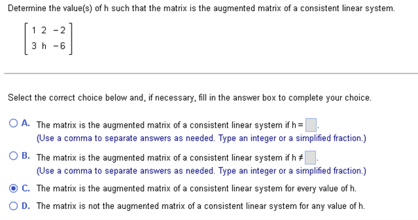 Solved Determine the value(s) ﻿of h ﻿such that the matrix is | Chegg.com