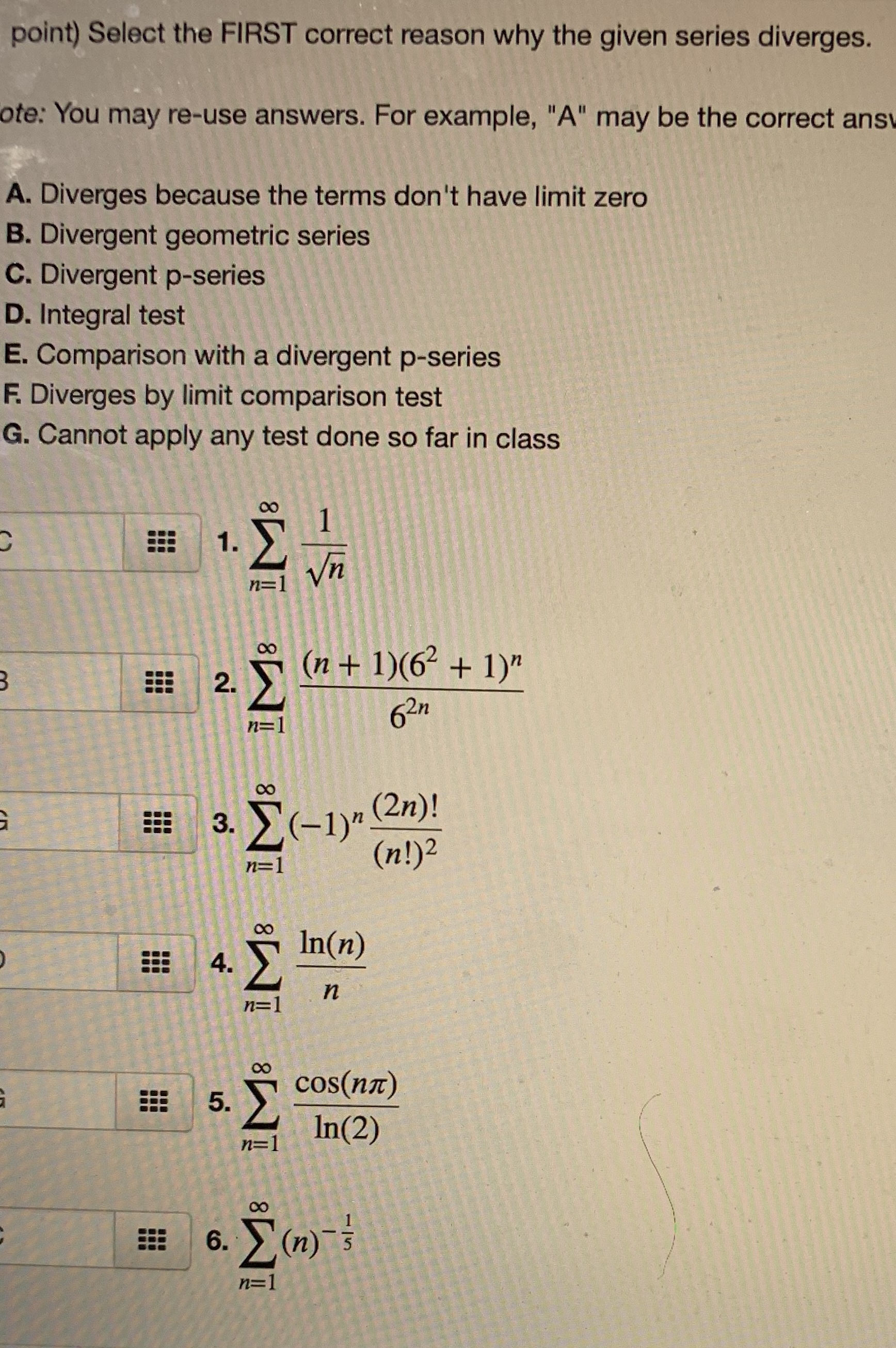 Solved point) Select the FIRST correct reason why the given | Chegg.com