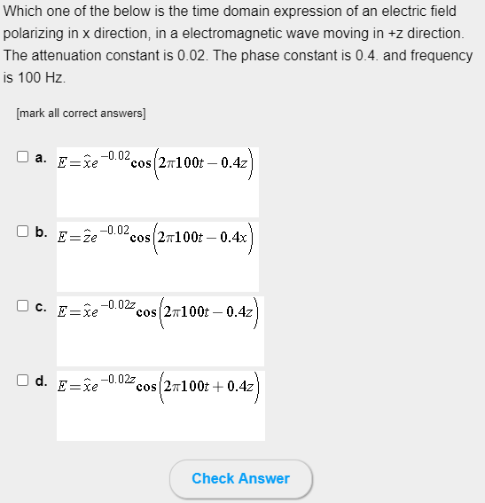 Solved Which one of the below is the time domain expression | Chegg.com