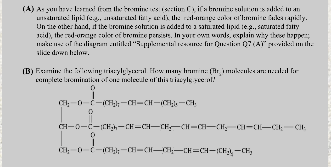 Solved (A) As you have learned from the bromine test | Chegg.com