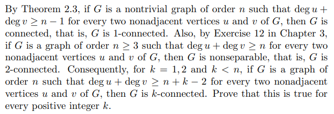Solved By Theorem 2.3, if G is a nontrivial graph of order n | Chegg.com