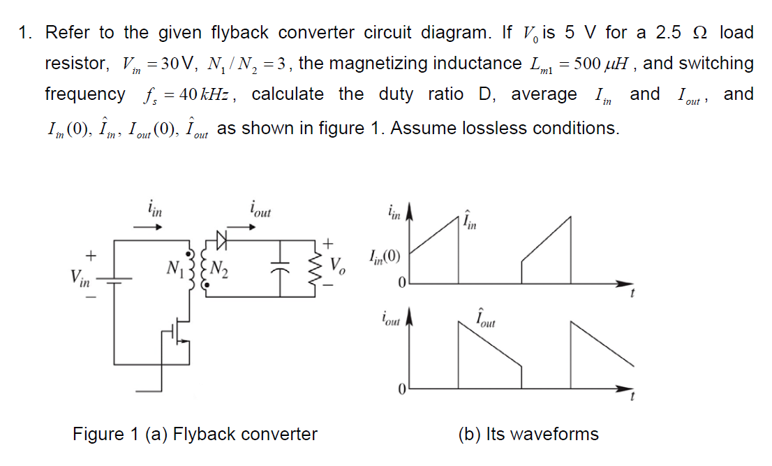 Solved 1. Refer to the given flyback converter circuit | Chegg.com