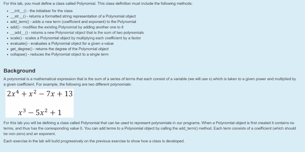 Solved For this lab, you must define a class called | Chegg.com