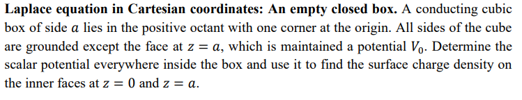 Solved Laplace equation in Cartesian coordinates: An empty | Chegg.com