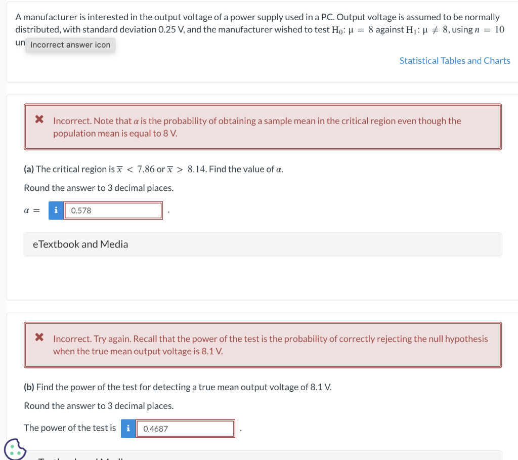 Solved A manufacturer is interested in the output voltage of | Chegg.com