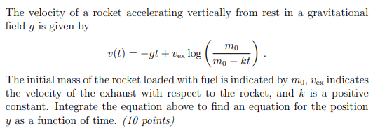 Solved The velocity of a rocket accelerating vertically from | Chegg.com