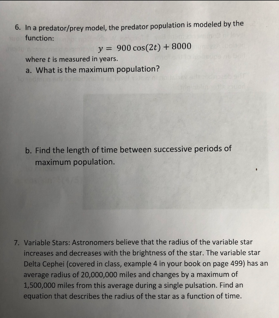 Solved In a predator/prey model, the predator population is | Chegg.com