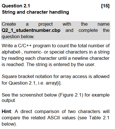 Solved [15] Question 2.1 String and character handling | Chegg.com
