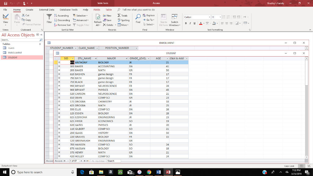 Provide the SQL to display each classroom and the | Chegg.com