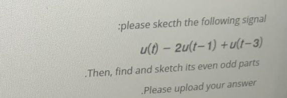 Solved :please skecth the following signal u(t) - 2u(t-1) + | Chegg.com