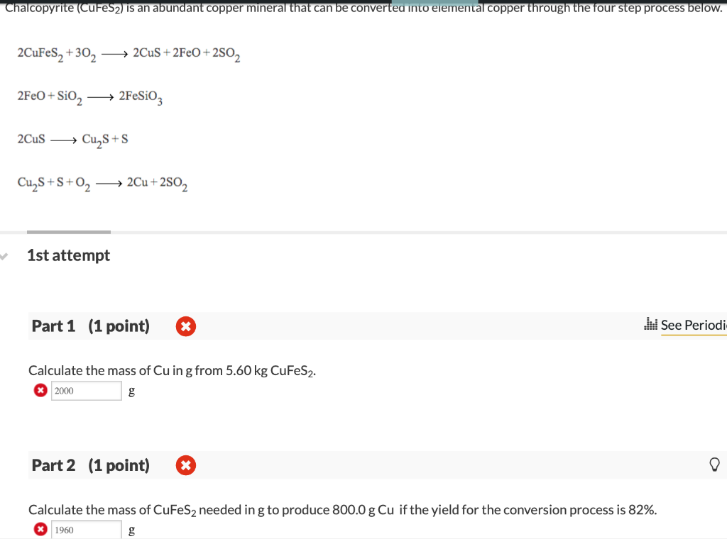 Solved Chalcopyrite (CuFeS2) is an abundant copper mineral | Chegg.com