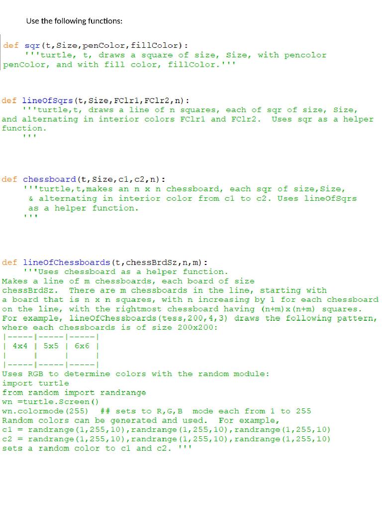 Solved Rectangle of Chessboards Please use python and | Chegg.com