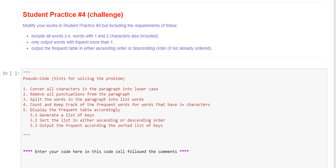 Solved Student Practice #3 (challenge) In the empty cell | Chegg.com