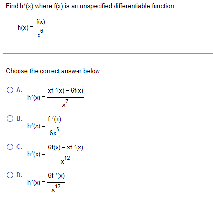 Solved Find h′(x) where f(x) is an unspecified | Chegg.com