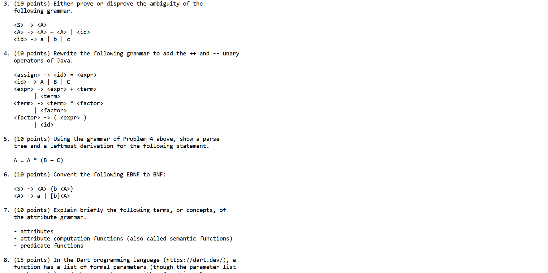 Solved 3. (10 points) Either prove or disprove the ambiguity | Chegg.com