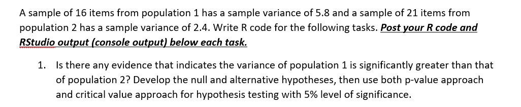 Solved A sample of 16 items from population 1 has a sample | Chegg.com