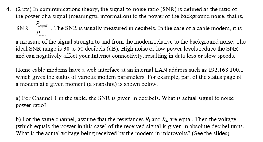 Solved ( 2pts ) In communications theory, the | Chegg.com