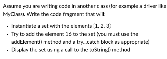 Solved Java Starter Code Public Class Set Private 