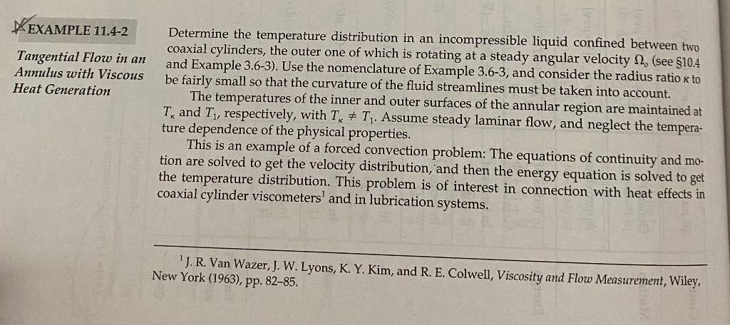Solved EXAMPLE 11.4-2 Tangential Flow in an Annulus with | Chegg.com