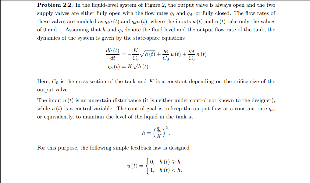 In the liquid-level system of Figure 2, the output | Chegg.com