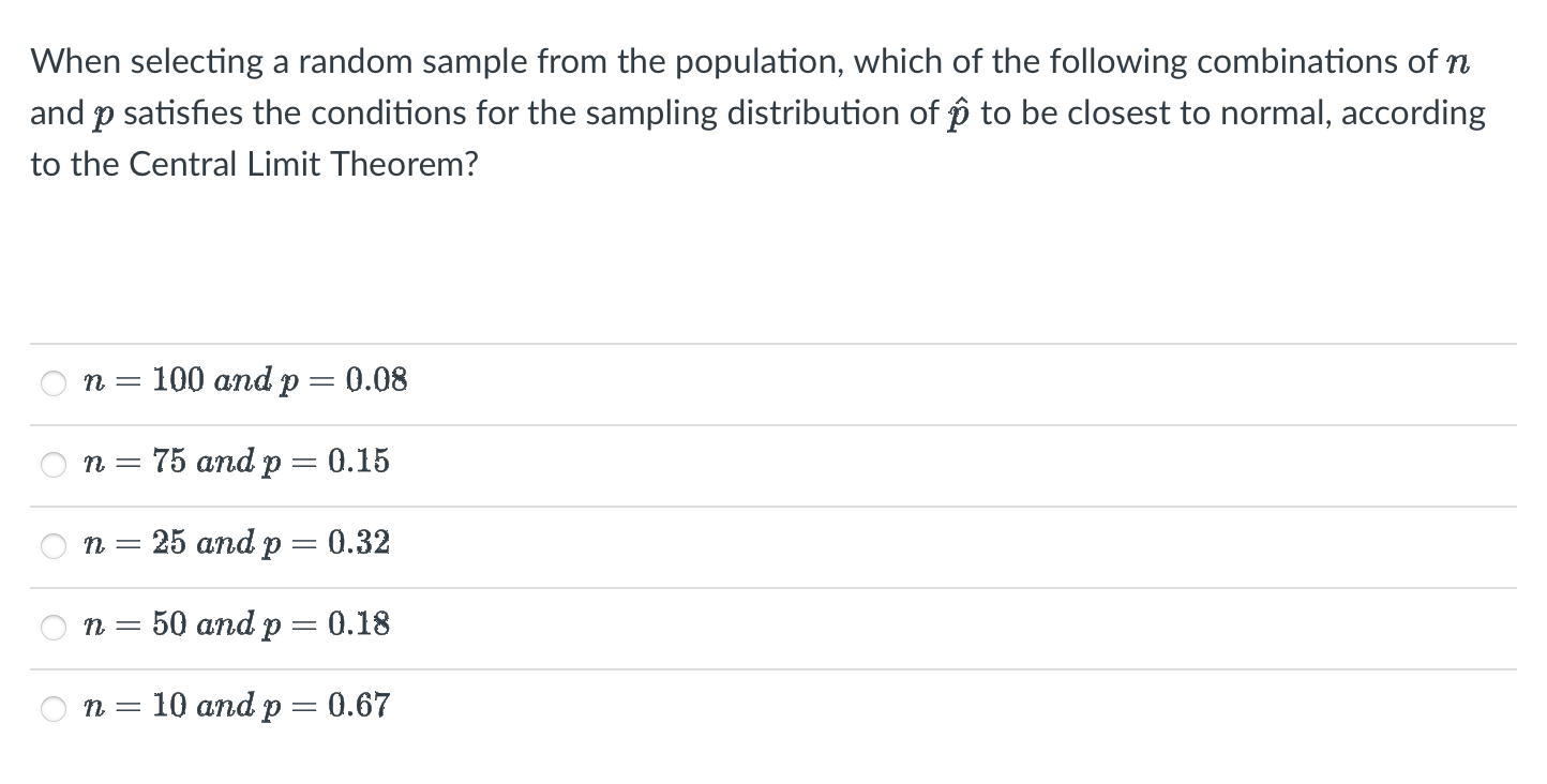 Solved When selecting a random sample from the population, | Chegg.com