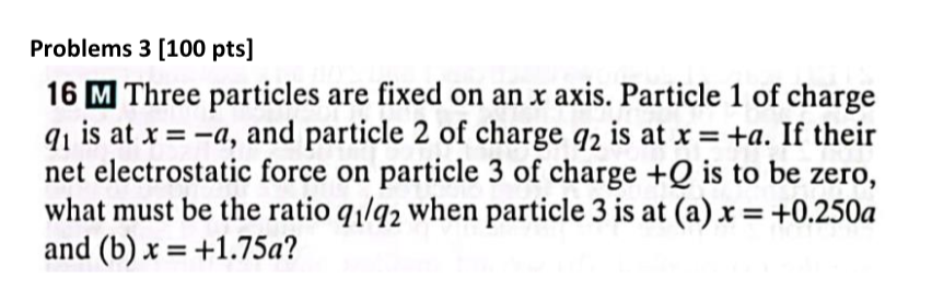 Solved Problems 3 [100 pts]16 m ﻿Three particles are fixed | Chegg.com