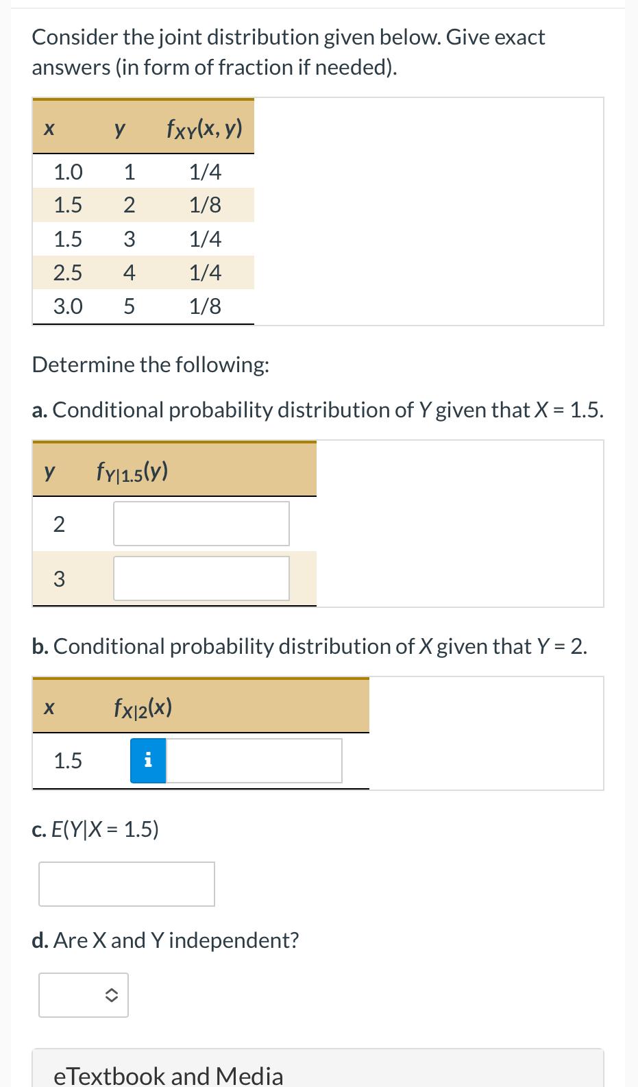 Solved Consider the joint distribution given below. Give | Chegg.com