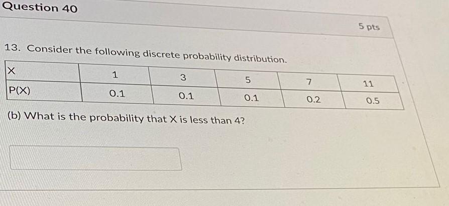Solved 13. Consider the following discrete probability | Chegg.com