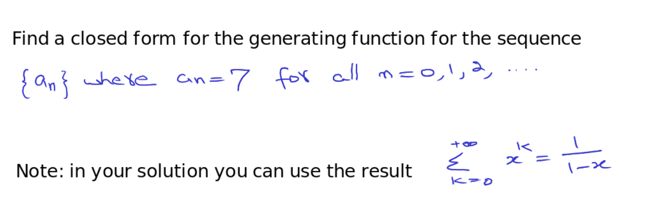 Solved Find a closed form for the generating function for | Chegg.com