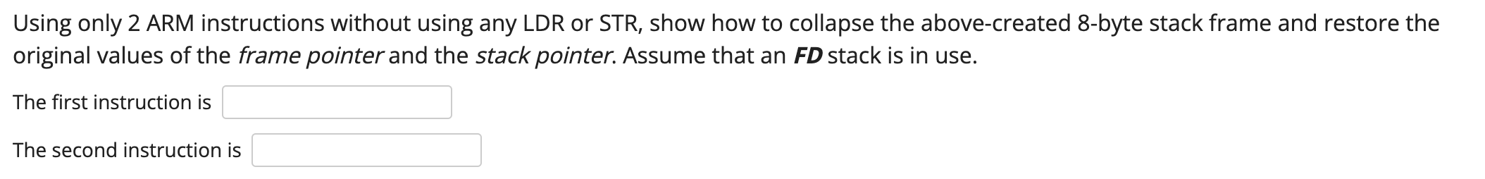 Solved Using only 2 ARM instructions without using any LDR | Chegg.com