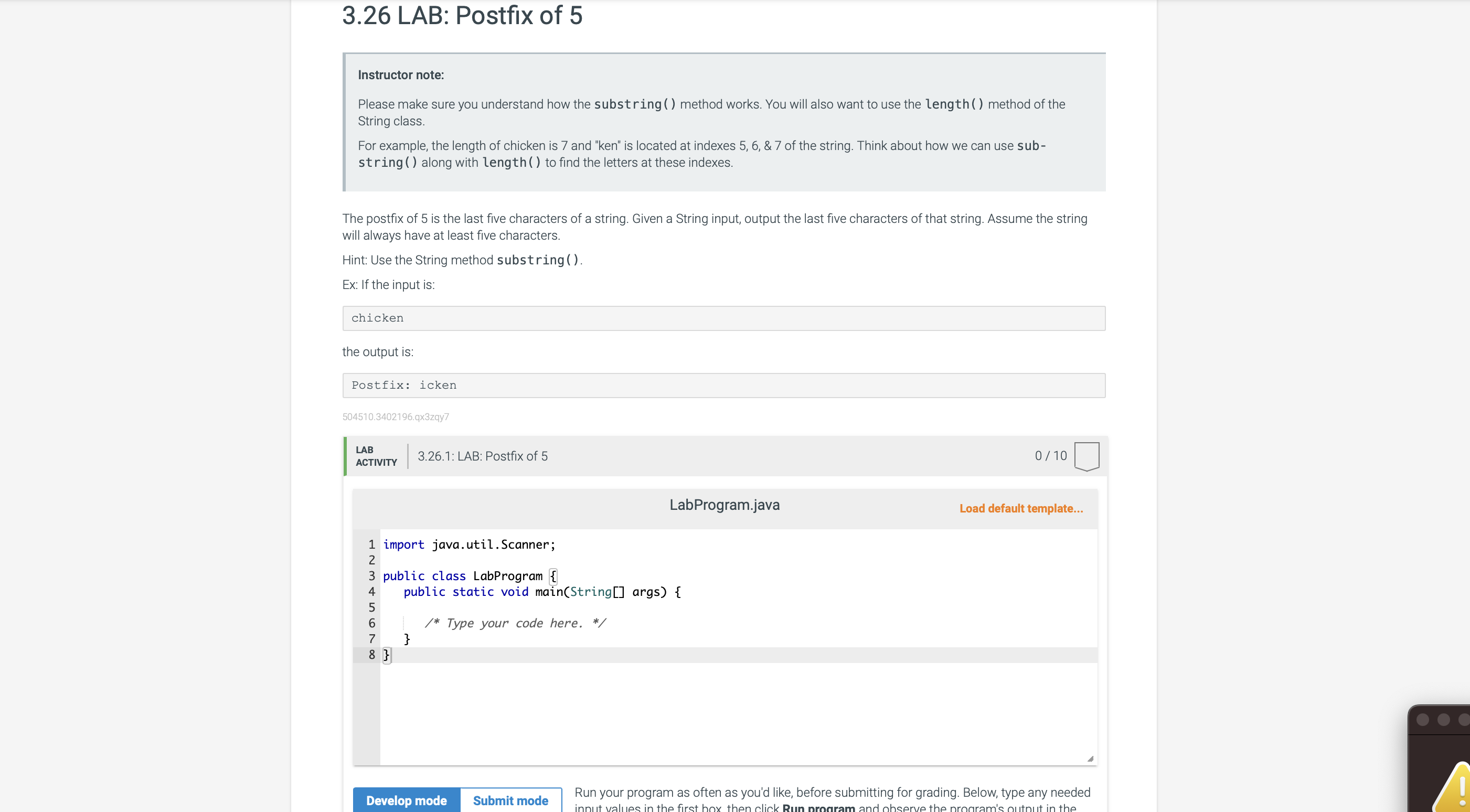 Solved The postfix of 5 is the last five characters of a | Chegg.com
