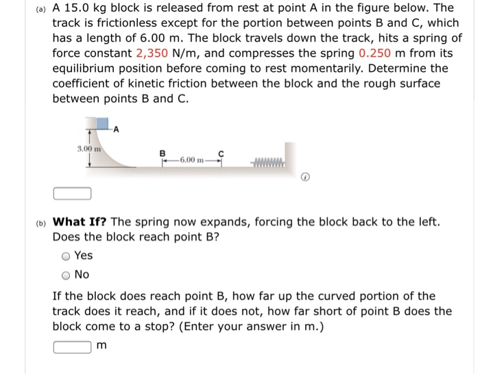 Solved (a) A 15.0 kg block is released from rest at point A | Chegg.com