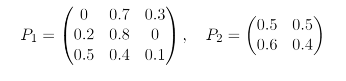 Solved P1 and P2 present the one-step transition probability | Chegg.com