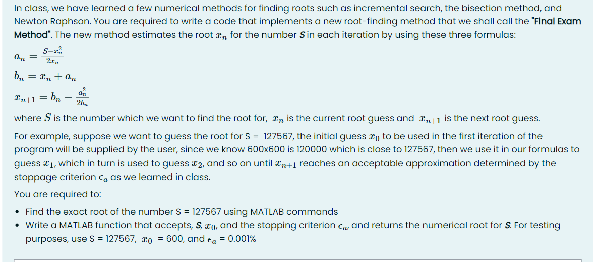 Solved In class, we have learned a few numerical methods for | Chegg.com