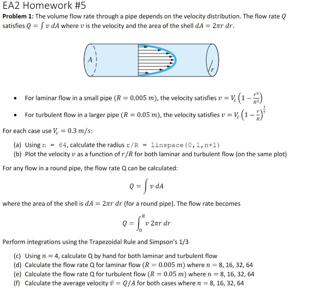 Solved EAL Homework \#5 Problem 1: The volume flow rate | Chegg.com