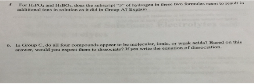 Solved For H3PO4 ﻿and H3BO3, ﻿does the subscript 3' of | Chegg.com